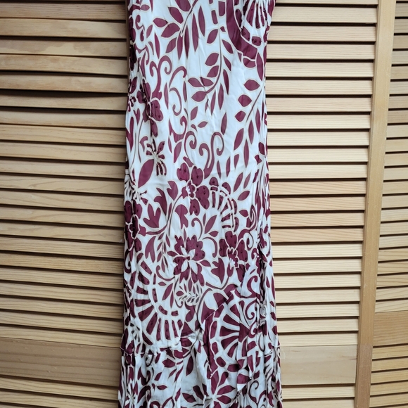 Eva Blue | Dresses | Asymmetrical Floral Dress In Burgundy And White ...